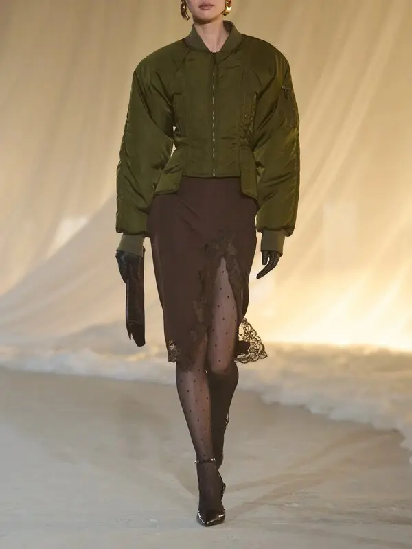 Balmain Paneled Cropped Satin Jacket