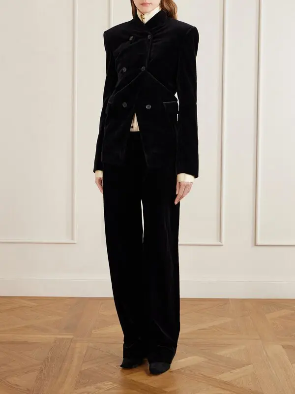 Khaite Rolo Double-breasted Cotton-blend Velvet Blazer - Black
