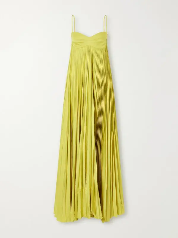 ANDRES OTALORA Para Ella Plissé Jersey Maxi Dress - Green
