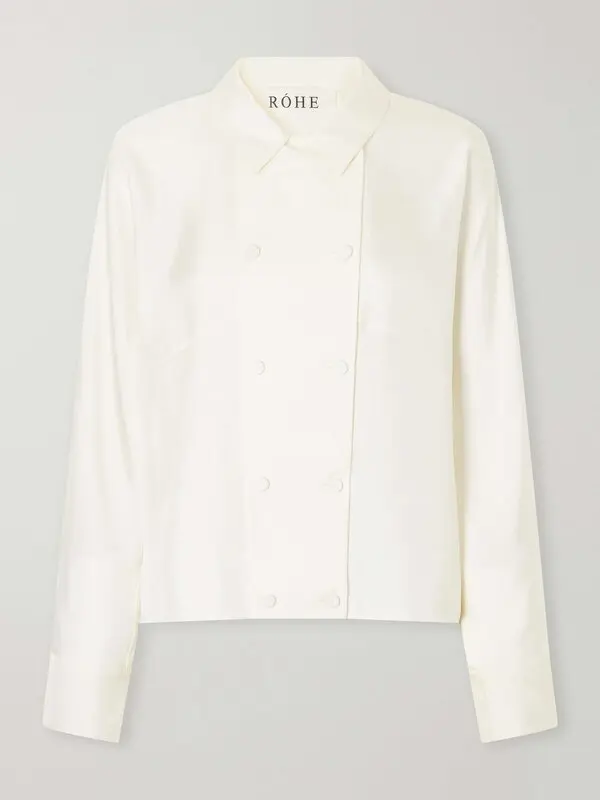 RÓHE Double-breasted Silk-satin Blouse - Cream