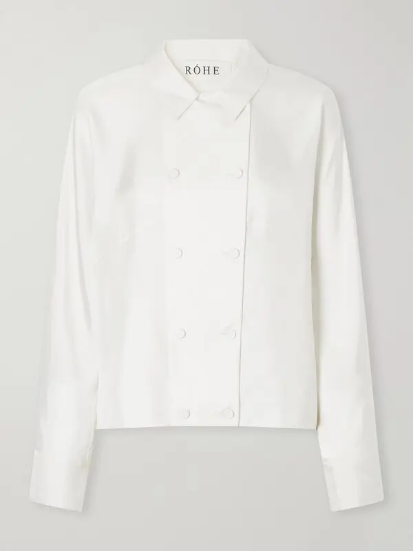 RÓHE Double-breasted Silk-satin Blouse - Neutrals
