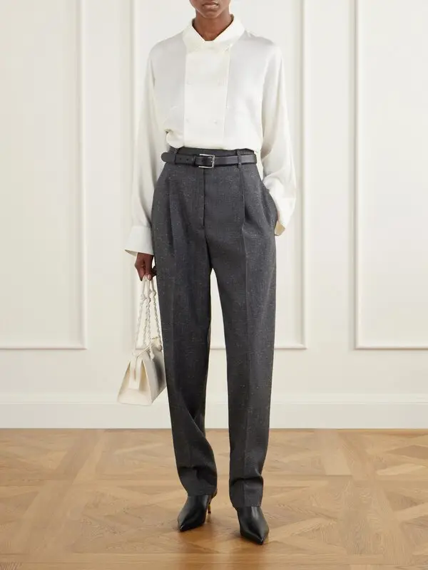 RÓHE Double-breasted Silk-satin Blouse - Neutrals