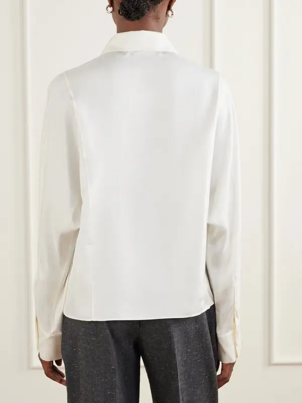 RÓHE Double-breasted Silk-satin Blouse - Neutrals