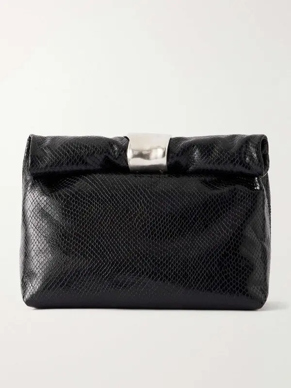 Staud Snake-effect Leather Clutch