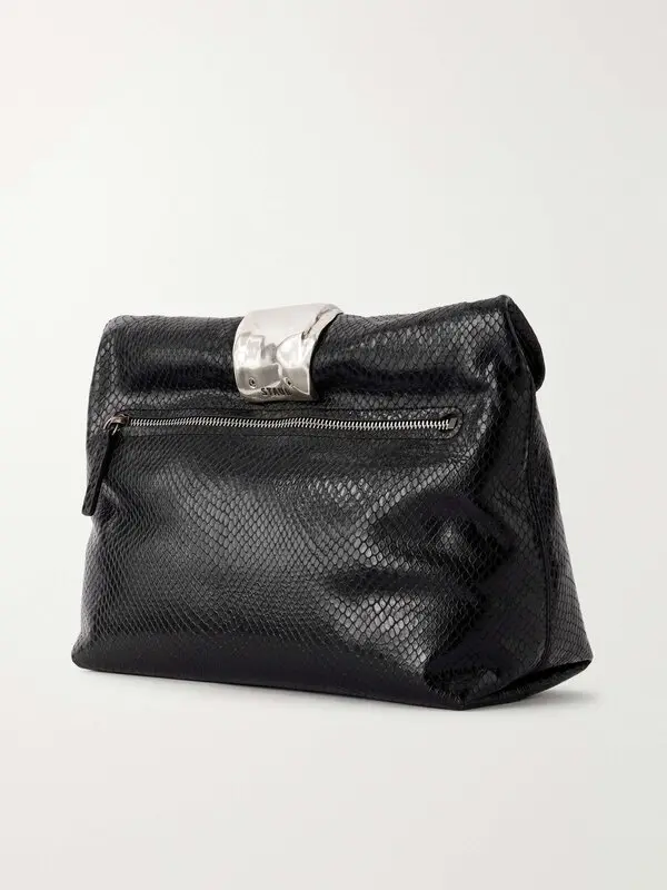 Staud Snake-effect Leather Clutch