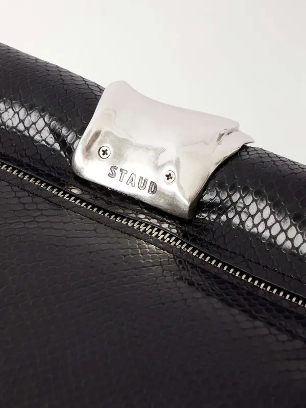 Staud Snake-effect Leather Clutch