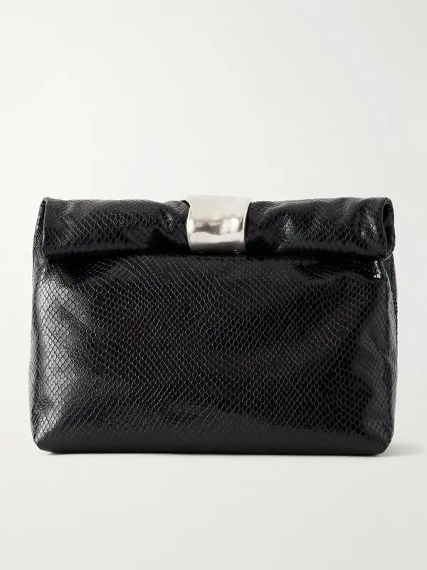 Staud Snake-effect Leather Clutch