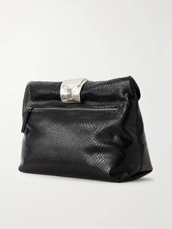 Staud Snake-effect Leather Clutch