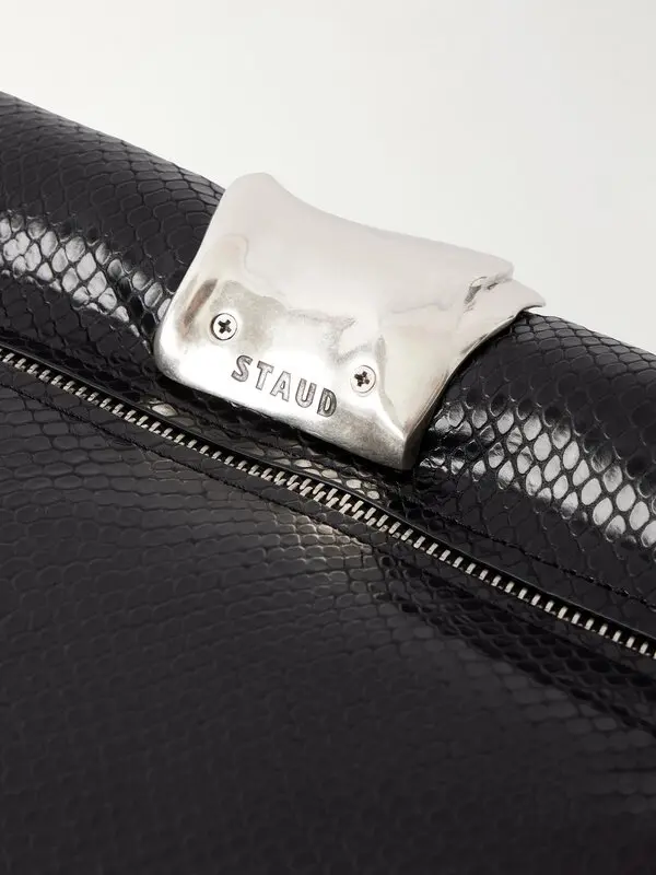 Staud Snake-effect Leather Clutch
