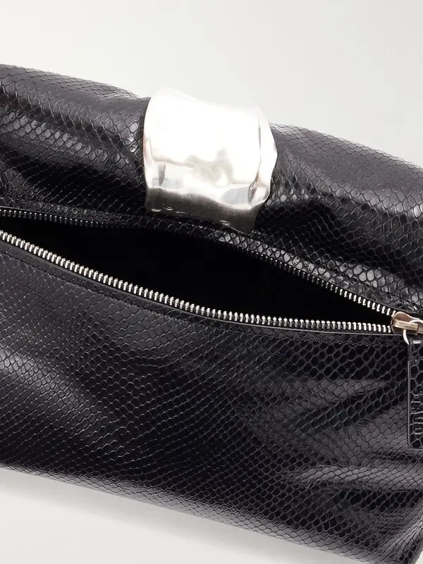 Staud Snake-effect Leather Clutch