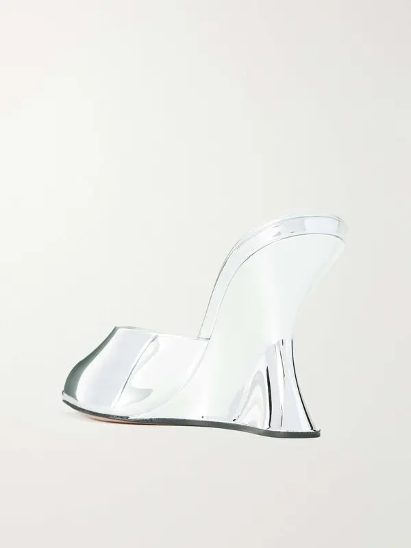 AQUAZZURA Bisous 95 Metallic Leather Wedge Sandals
