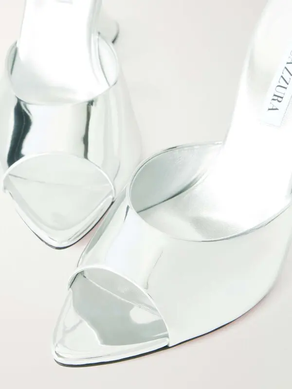 AQUAZZURA Bisous 95 Metallic Leather Wedge Sandals