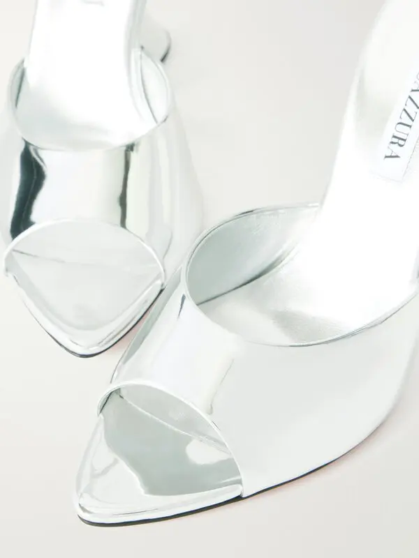 AQUAZZURA Bisous 95 Metallic Leather Wedge Sandals