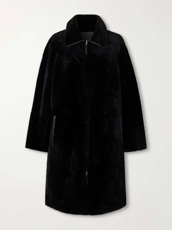 JOSEPH Caspian Shearling Coat - Black