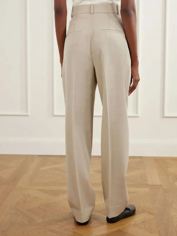 RÓHE Daria Wool-blend Tapered Pants - Beige
