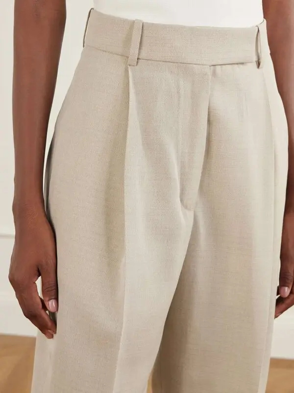 RÓHE Daria Wool-blend Tapered Pants - Beige