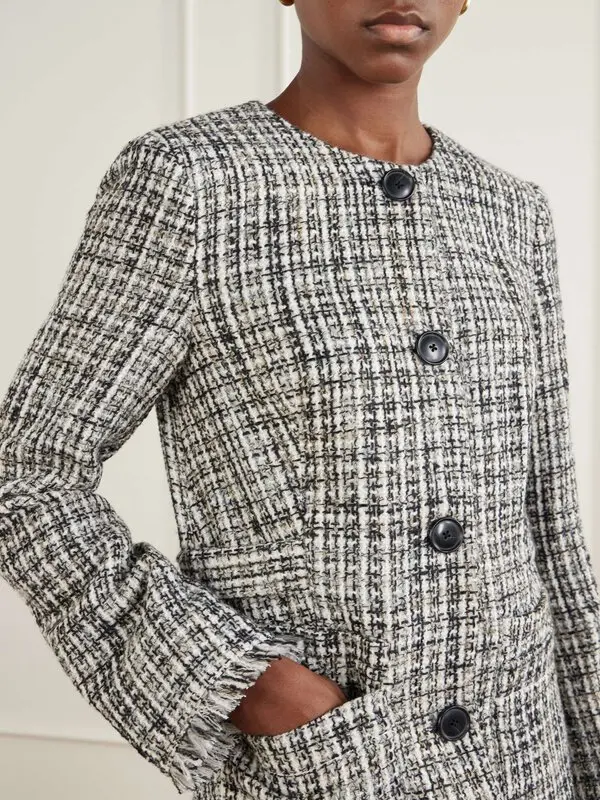 Proenza Schouler White Label Aurelia Fringed Checked Tweed Jacket