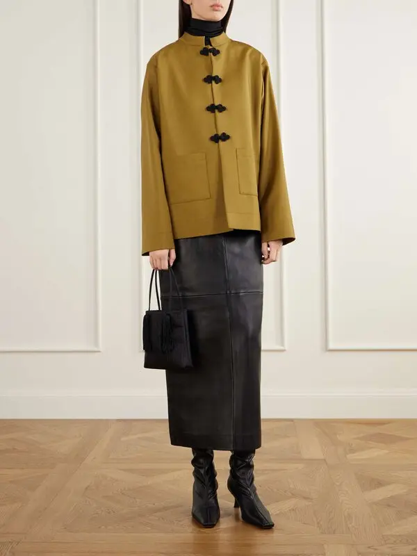 RÓHE Paneled Leather Midi Skirt