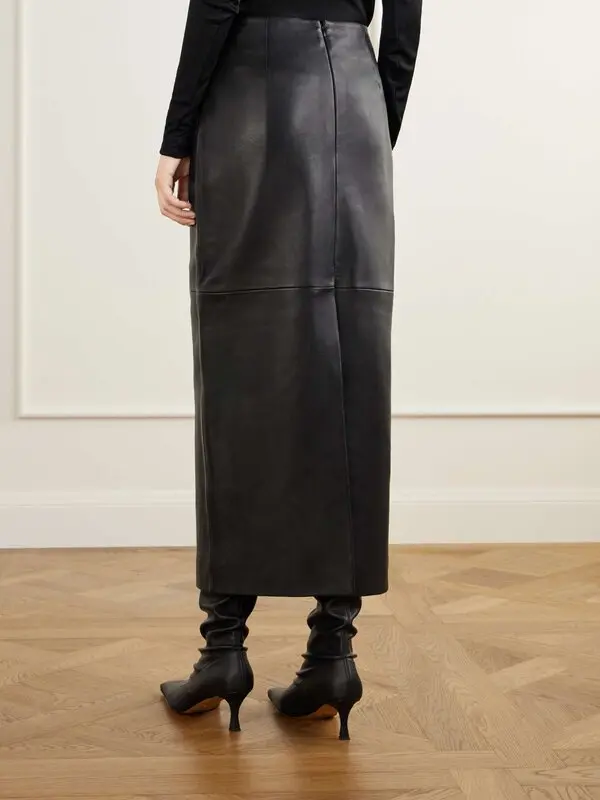RÓHE Paneled Leather Midi Skirt