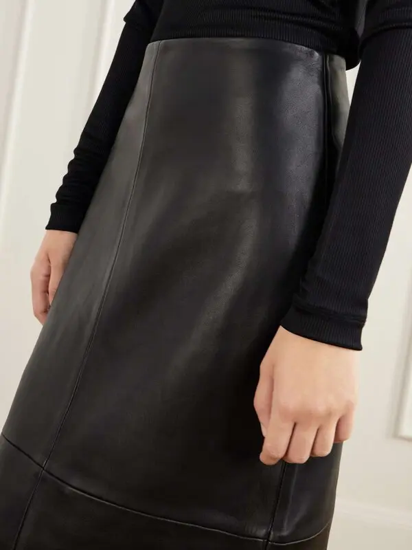 RÓHE Paneled Leather Midi Skirt