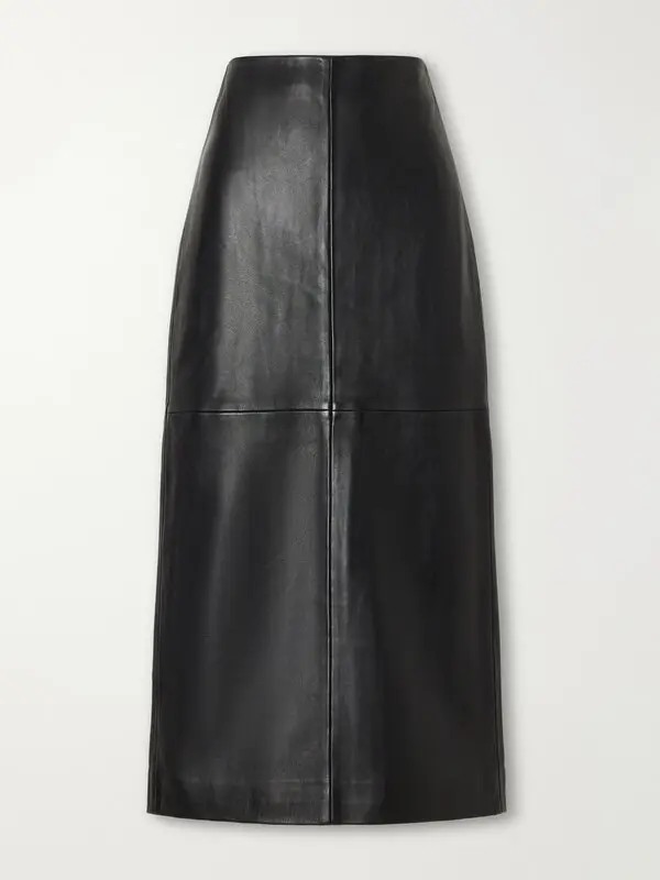RÓHE Paneled Leather Midi Skirt