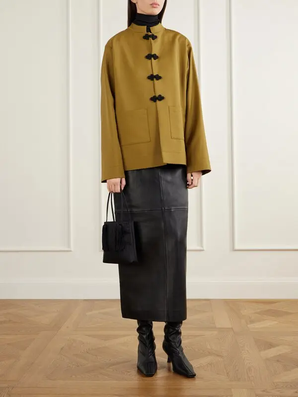 RÓHE Paneled Leather Midi Skirt