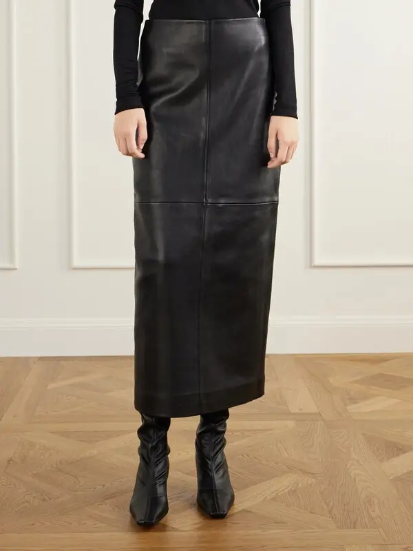 RÓHE Paneled Leather Midi Skirt