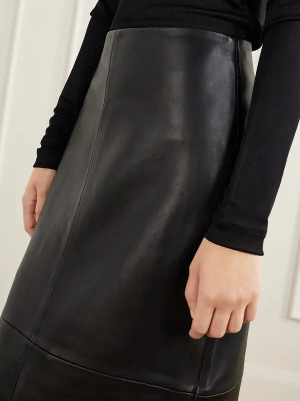 RÓHE Paneled Leather Midi Skirt