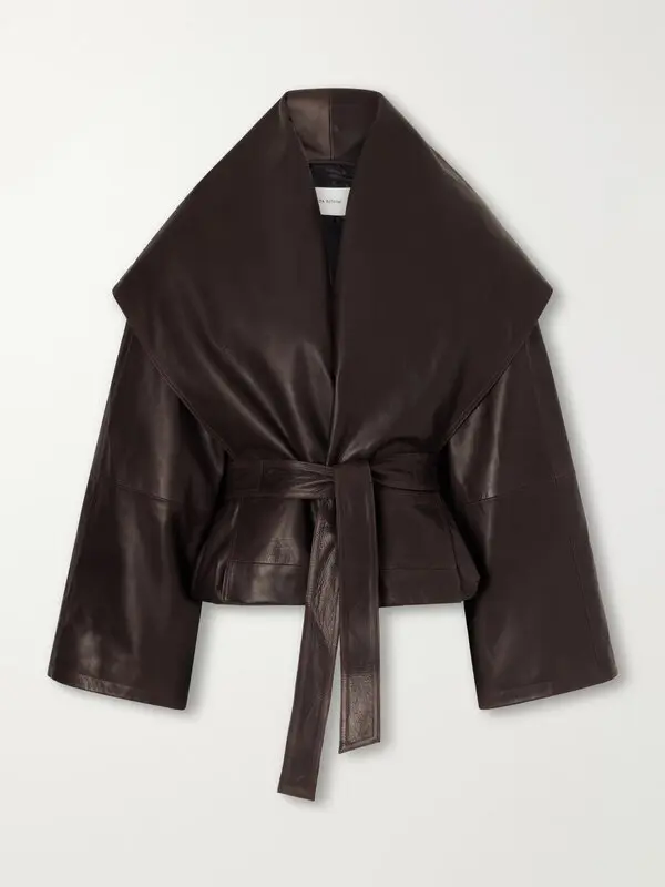 Magda Butrym Cropped Belted Leather Jacket