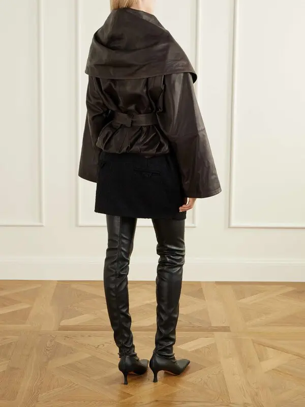 Magda Butrym Cropped Belted Leather Jacket