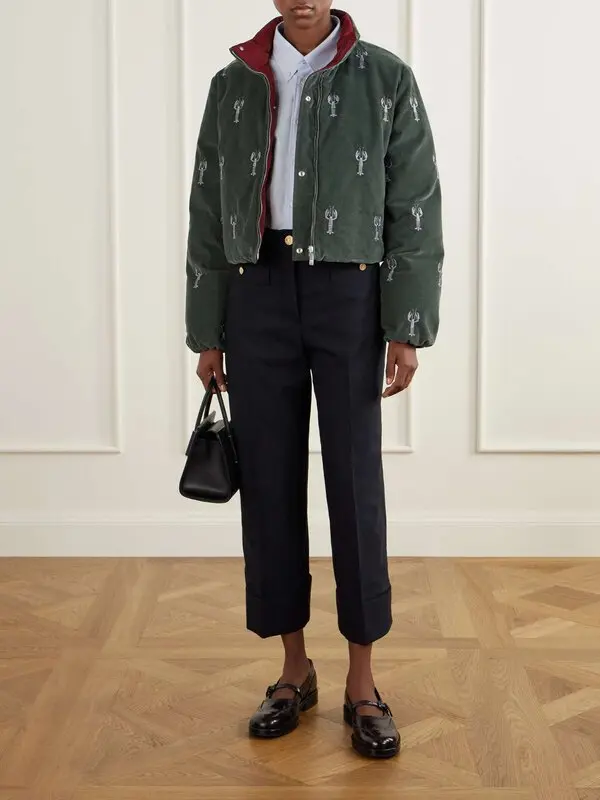 Thom Browne Virgin Wool-twill Straight-leg Cropped Pants