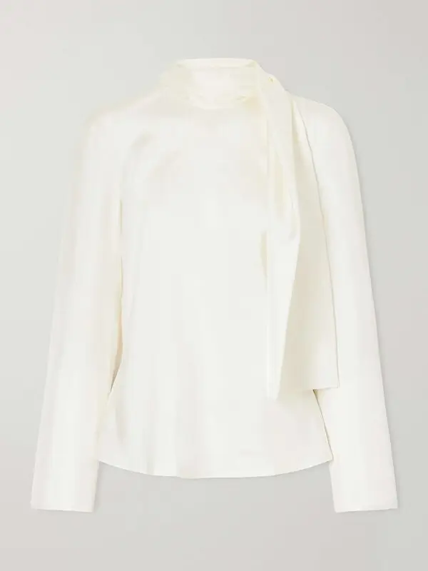RÓHE Tie-detailed Silk-satin Blouse - Cream