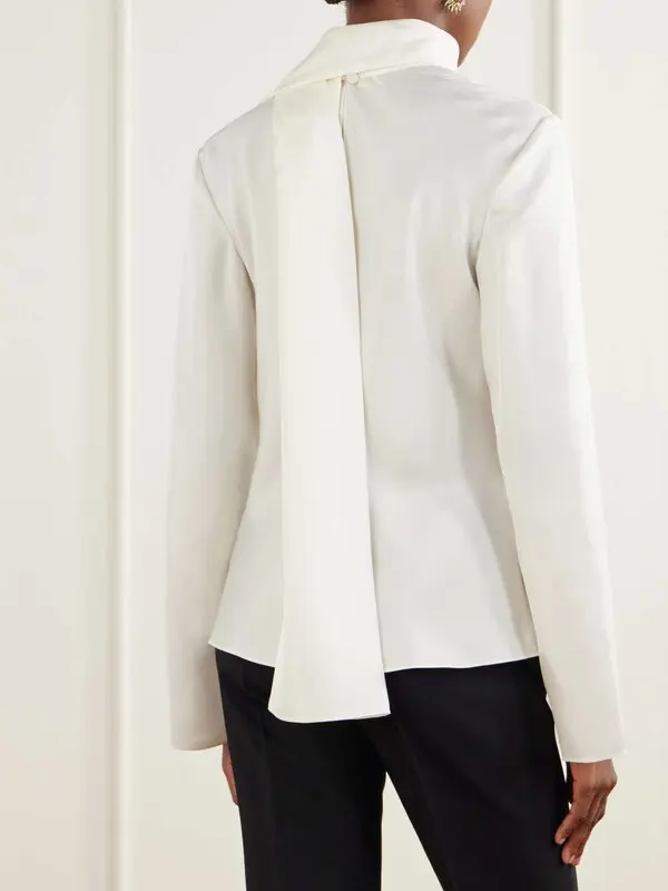 RÓHE Tie-detailed Silk-satin Blouse - Cream