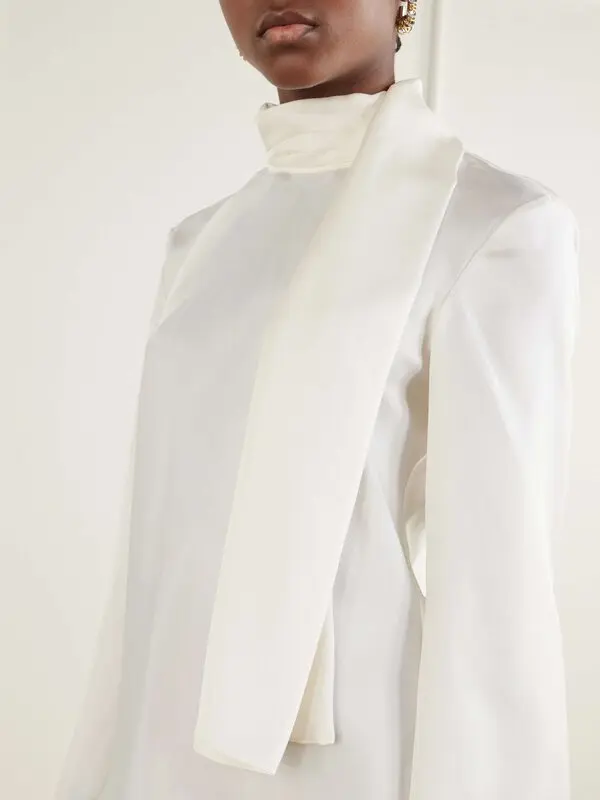 RÓHE Tie-detailed Silk-satin Blouse - Cream