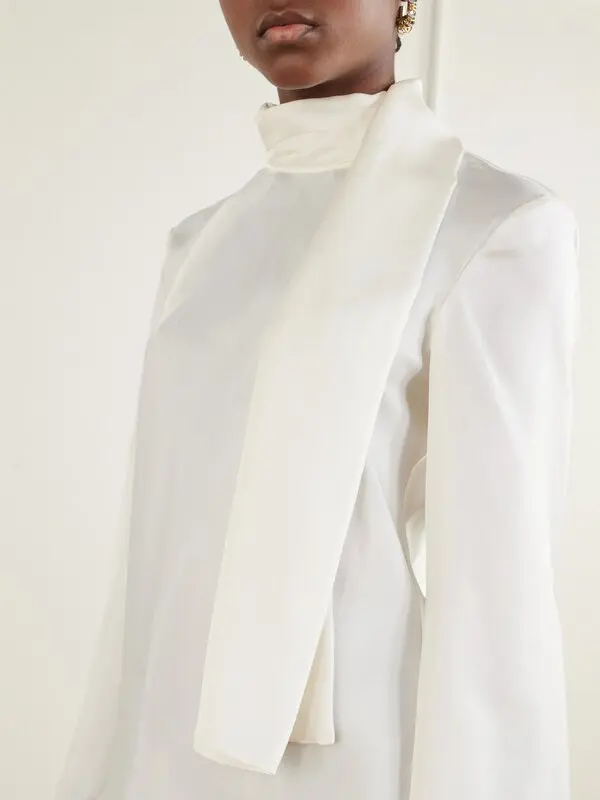 RÓHE Tie-detailed Silk-satin Blouse
