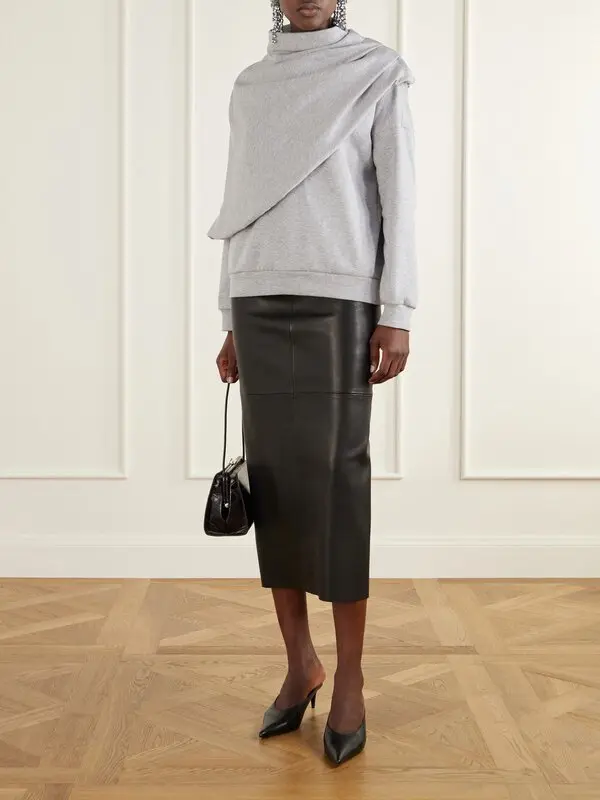 Magda Butrym Cape-effect Draped Cotton-blend Jersey Sweatshirt - Gray