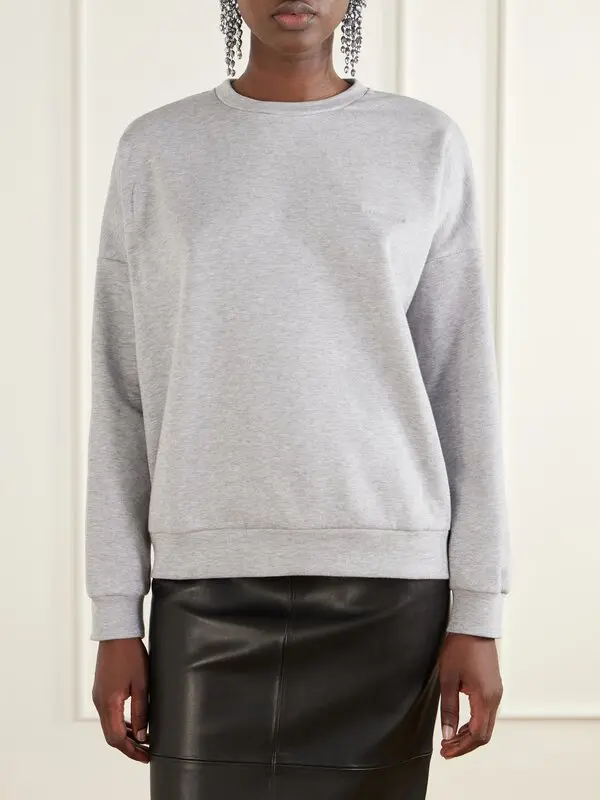Magda Butrym Cape-effect Draped Cotton-blend Jersey Sweatshirt - Gray