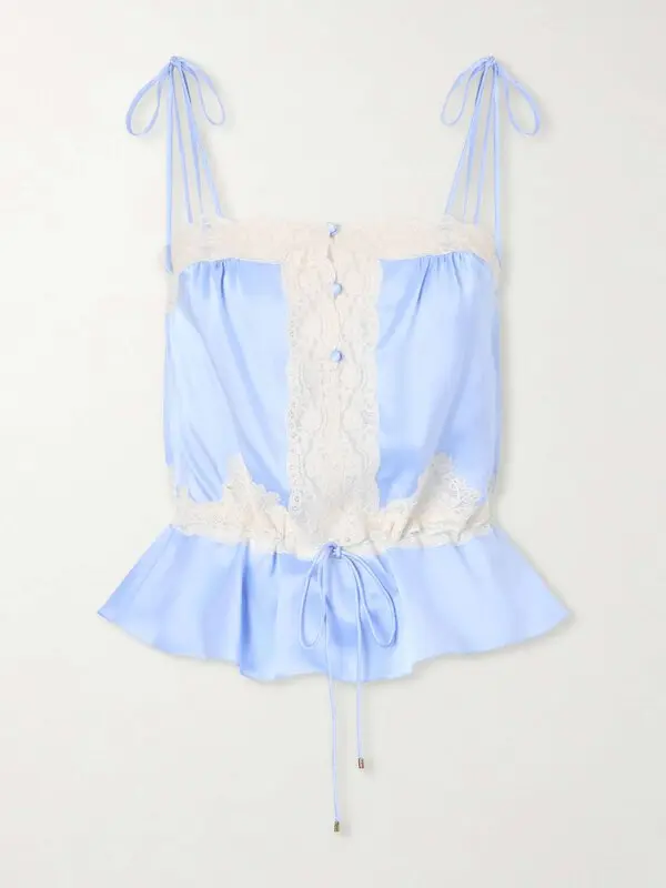 Chloé Lace-trimmed Silk-satin Tank