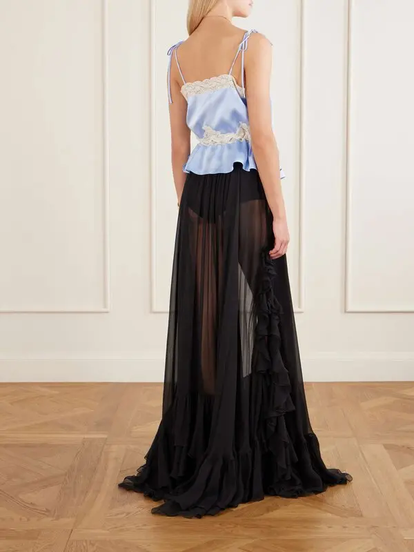 Chloé Lace-trimmed Silk-satin Tank