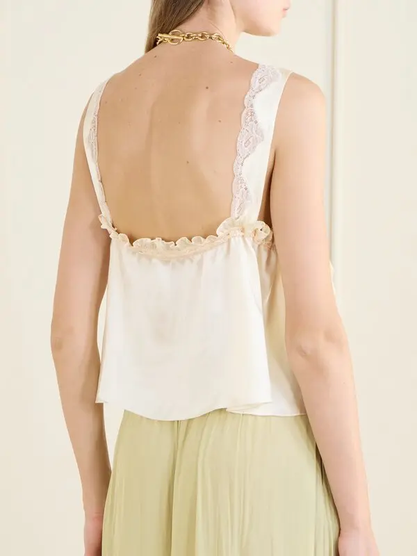 Chloé Lace-trimmed Silk-satin Cami