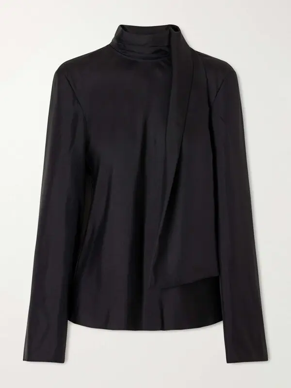 RÓHE Tie-detailed Silk-satin Blouse - Black