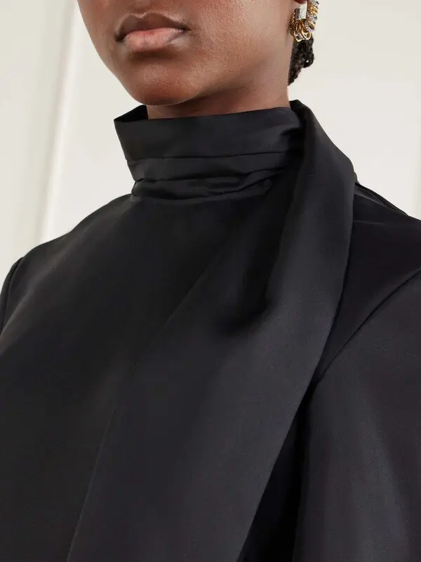 RÓHE Tie-detailed Silk-satin Blouse - Black
