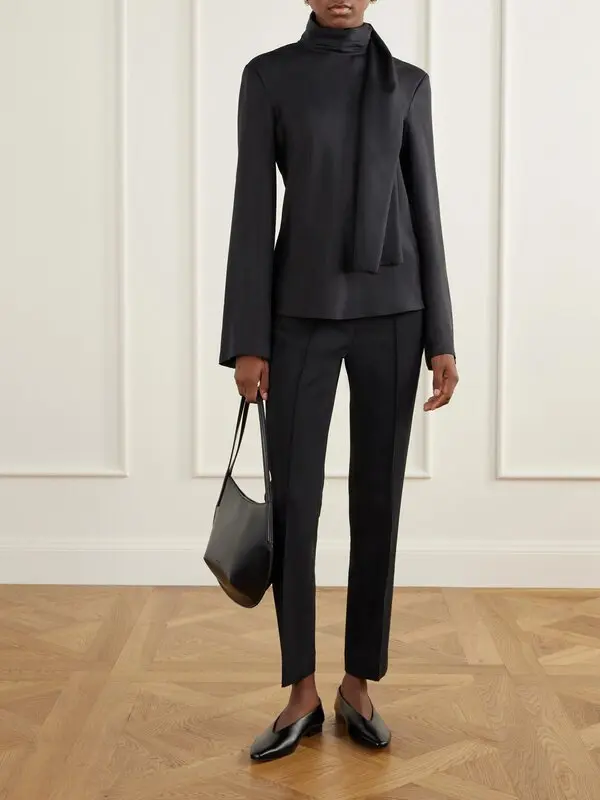 RÓHE Tie-detailed Silk-satin Blouse
