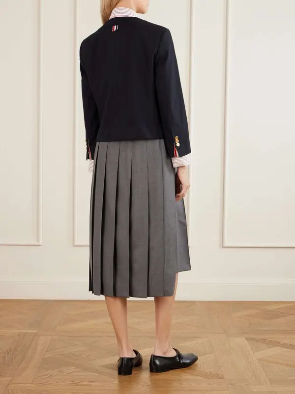 Thom Browne Cropped Virgin Wool-hopsack Jacket