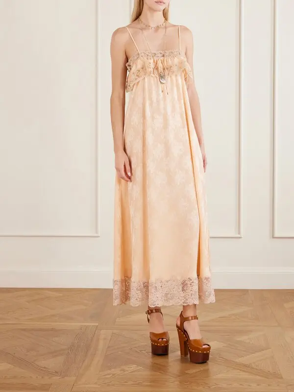 Chloé Lace-trimmed Silk-jacquard Maxi Dress