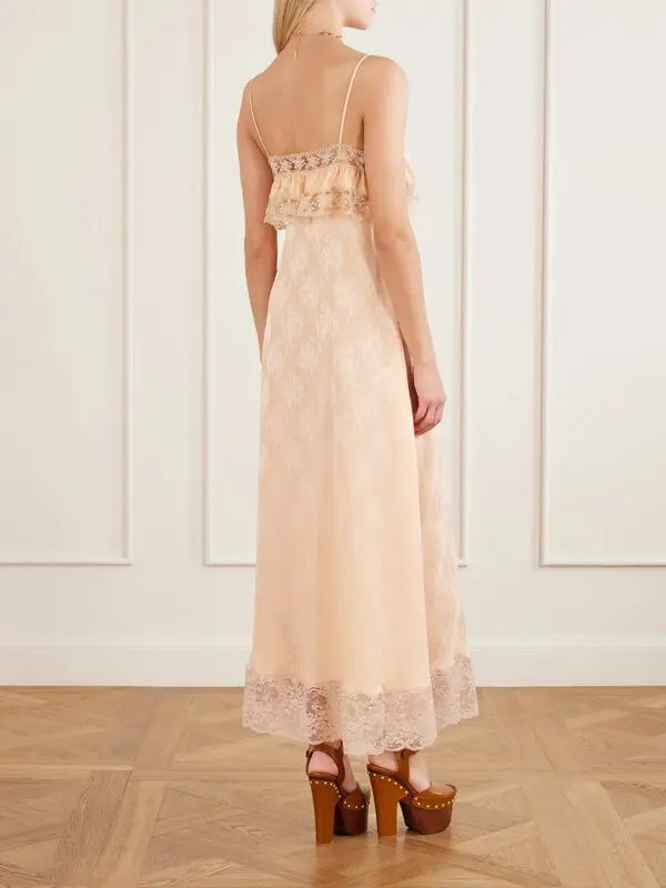Chloé Lace-trimmed Silk-jacquard Maxi Dress