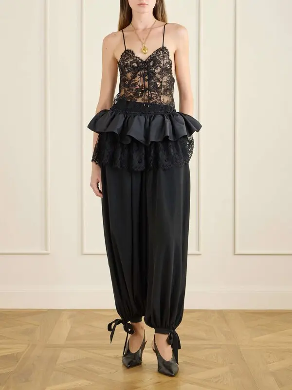 Chloé Ruffled Lace-trimmed Taffeta Cami