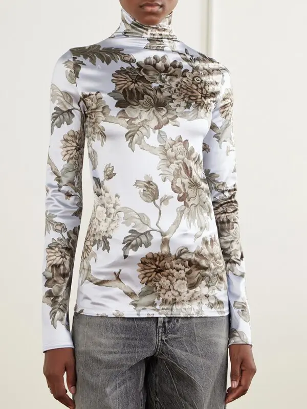 Acne Studios Edenise Printed Stretch-jersey Turtleneck Top