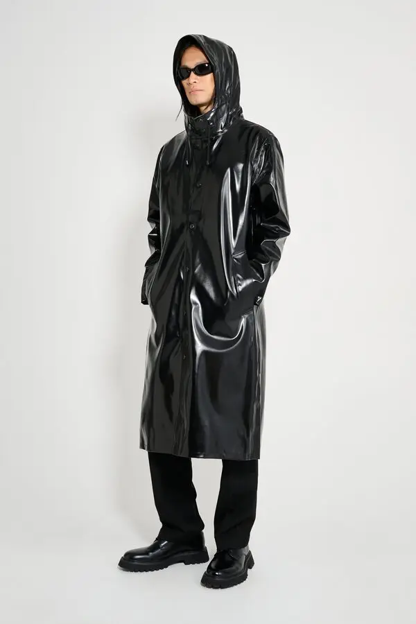 Stutterheim Stockholm Long Opal Raincoat - Black