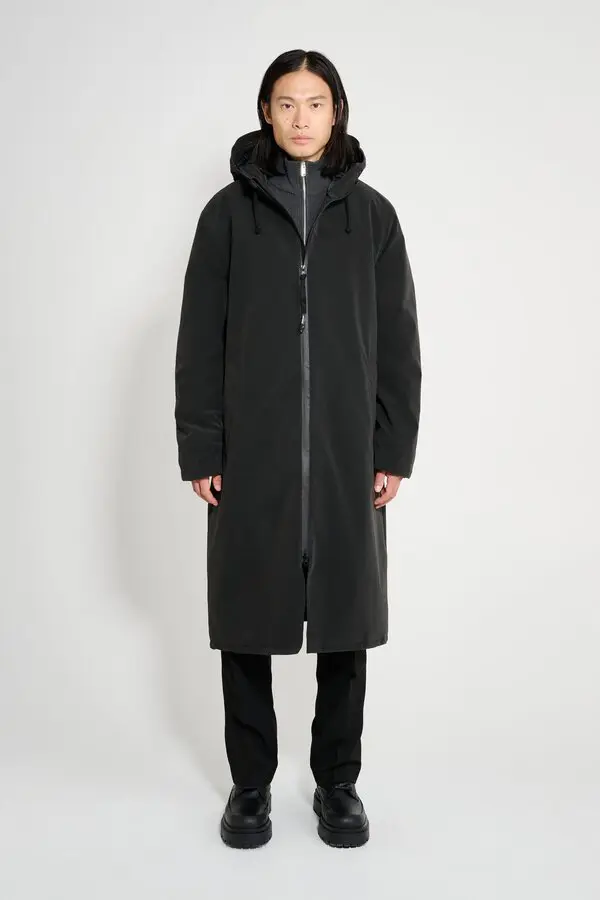 Stutterheim Stockholm Long Matte Winter Coat - Black